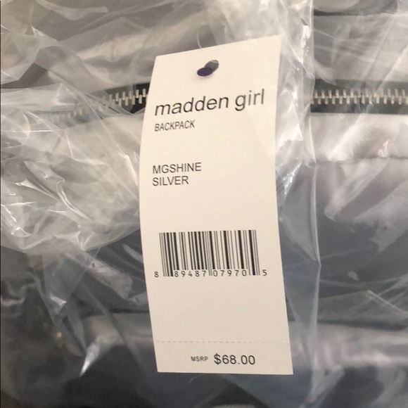 Steve Madden | Bags | Madden Girl Satin Backpack Wglitter Decalsilver ...